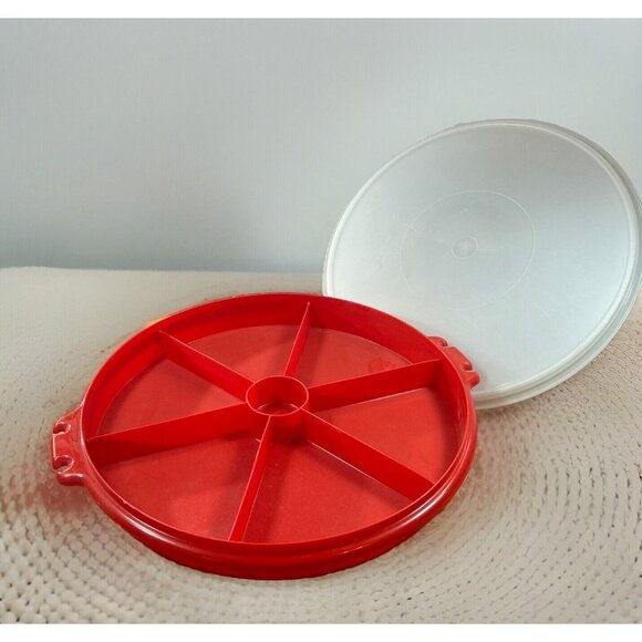 Tupperware | Kitchen | Vintage 2 Tupperware Red Veggie And Dip Tray ...
